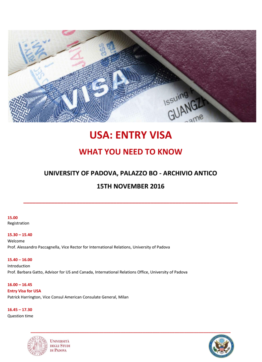 USA: Entry Visa. What you need to know - Associazione Alumni Unipd